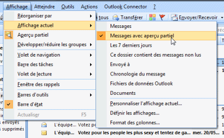 Personnaliser la liste des messages dans Outlook